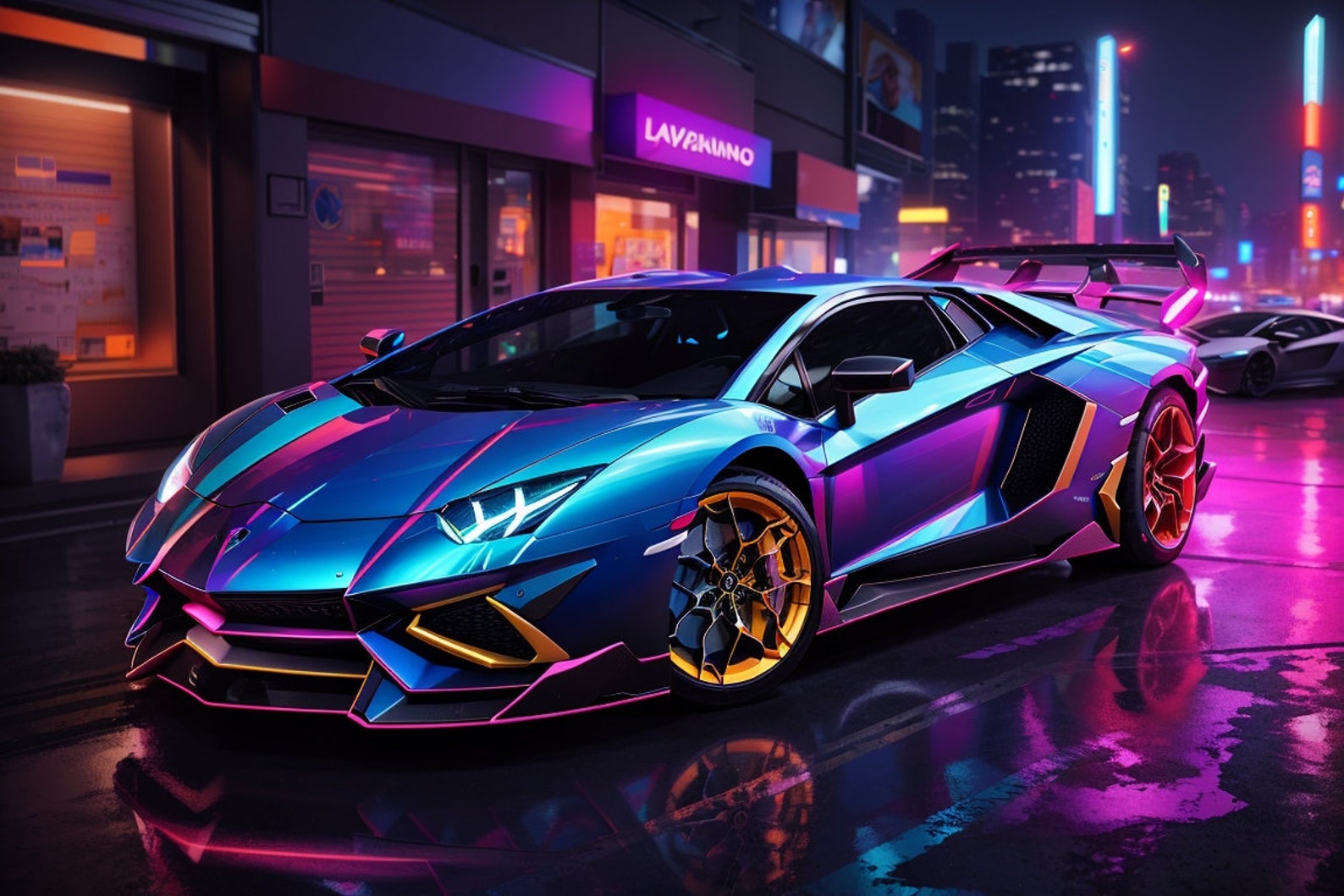 Lamborghini Aventador Neon Car Art Print: 2023 ULTIMAE (PDF Download ...
