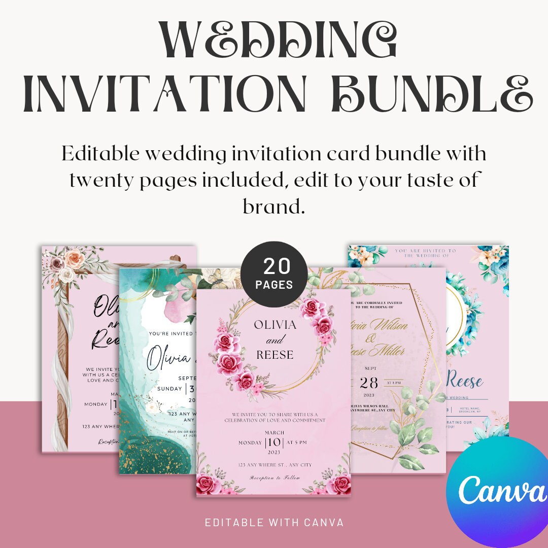 Wedding Invitation Card Templates Editable Invitation Card - Etsy