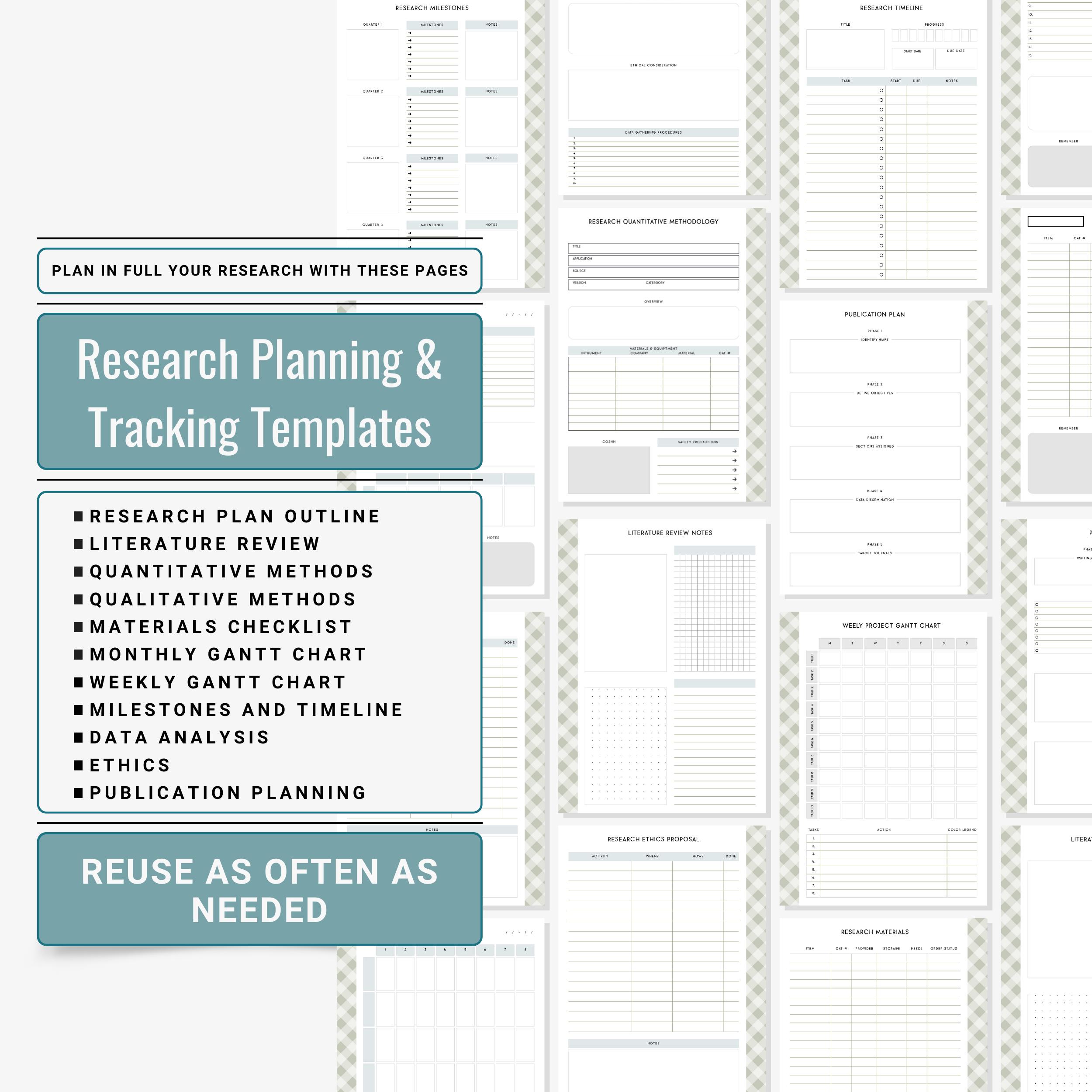 Research Planner Template Bundle Digital Academic Article Investigation ...
