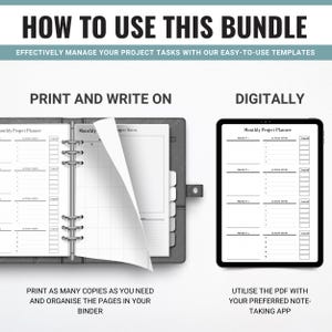 Project Management Bundle Printable Planner Insert Gantt Charts Task ...