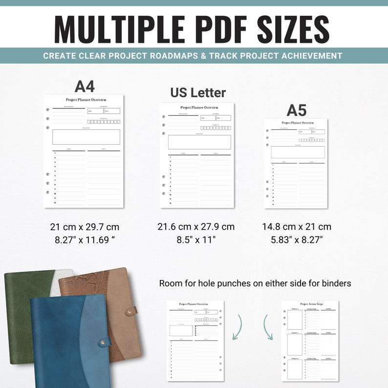 Project Management Bundle Printable Planner Insert Gantt Charts Task ...