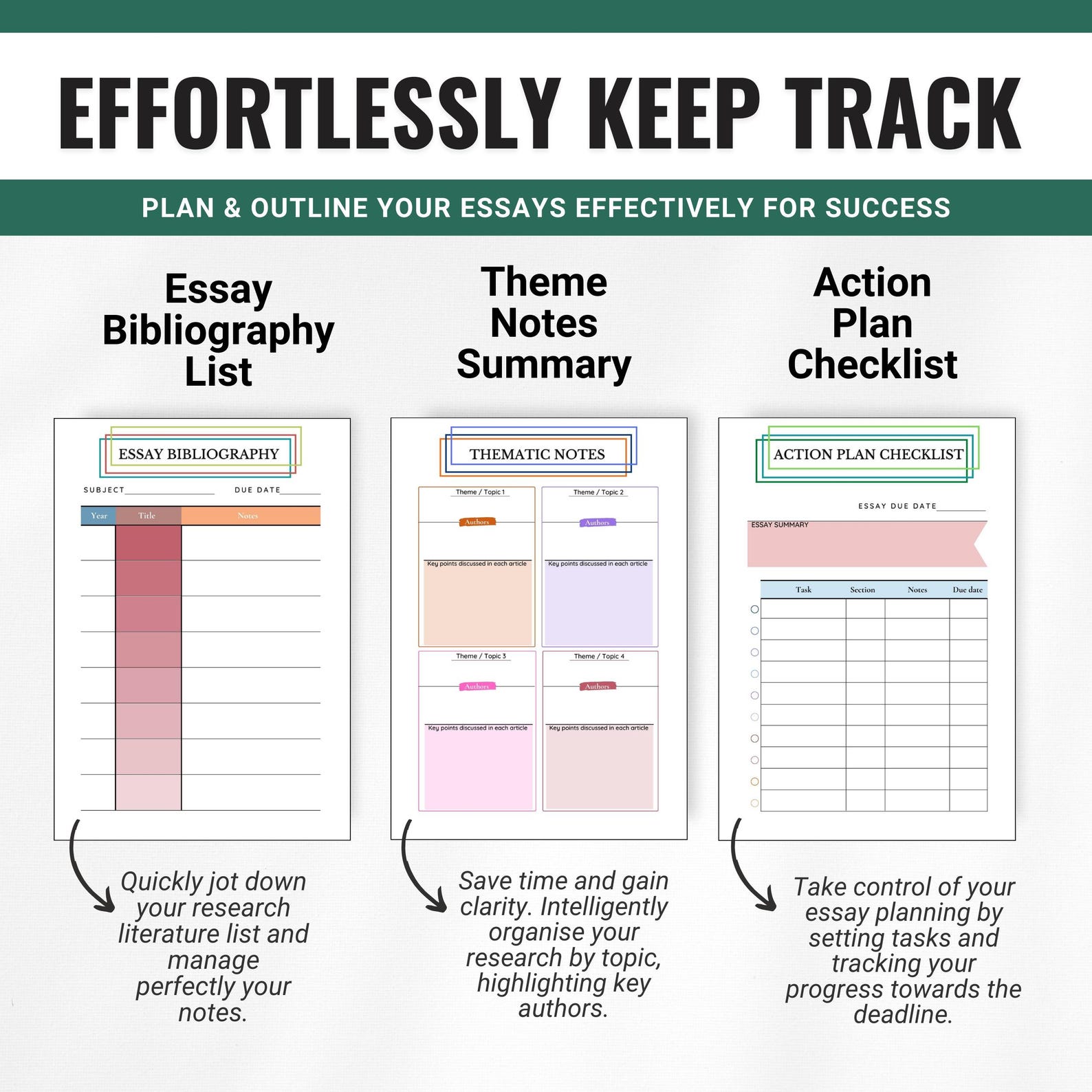 Essay Planner Printable Bundle Digital Academic Writing Organiser ...