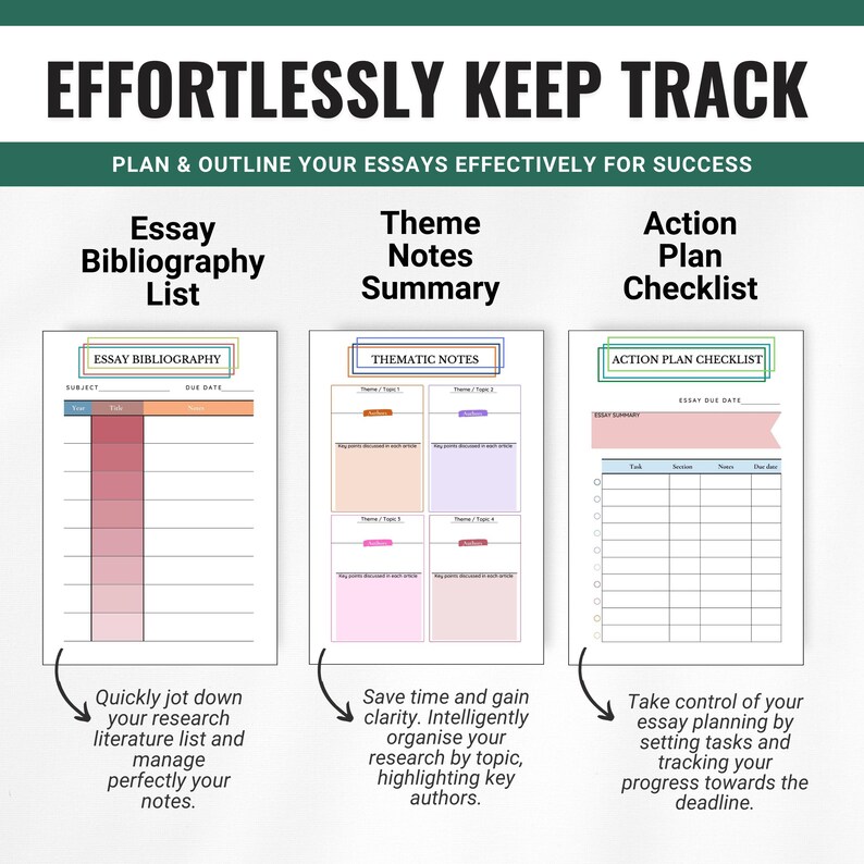 Essay Planner Printable Bundle Digital Academic Writing Organiser ...