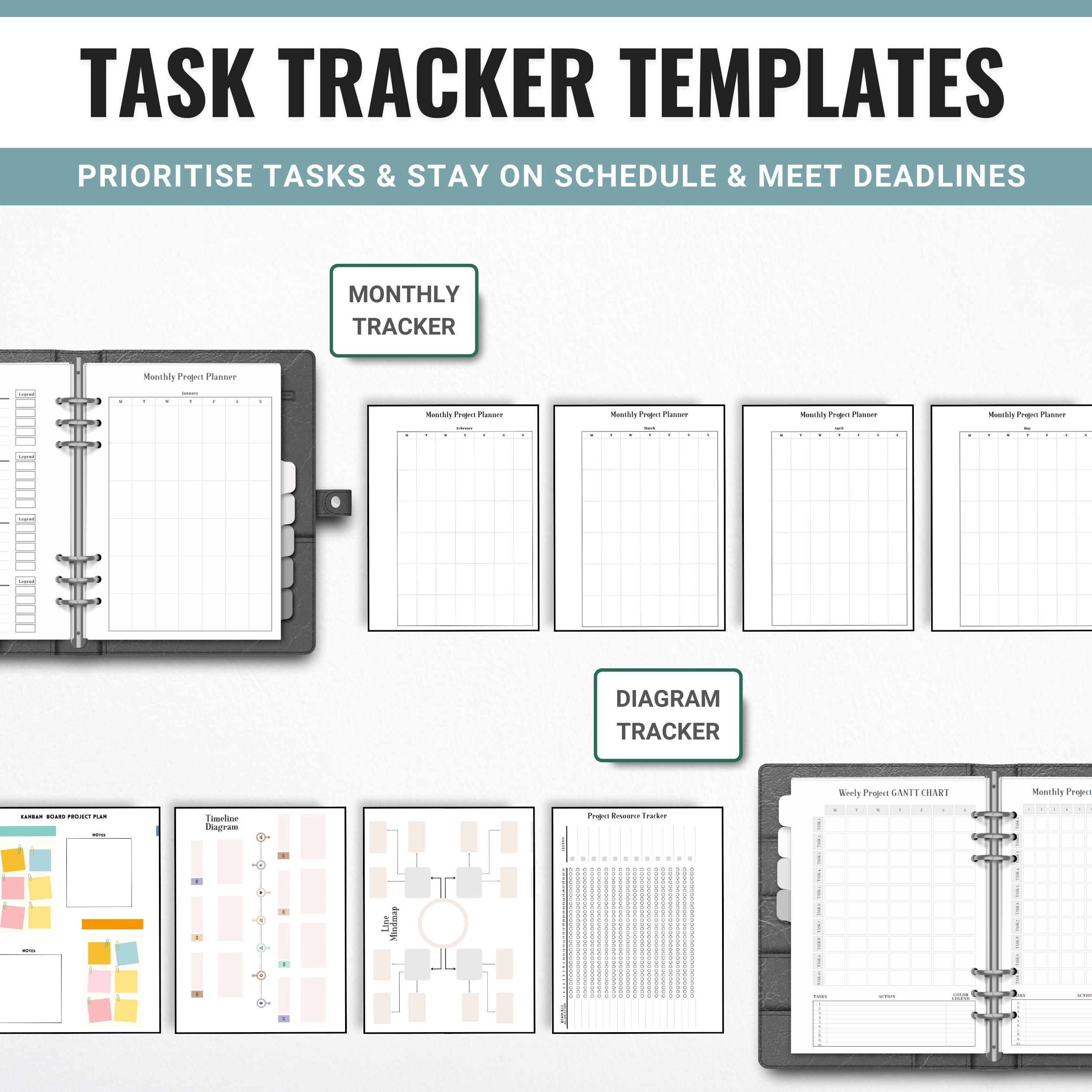 Project Management Bundle Printable Planner Insert Gantt Charts Task ...
