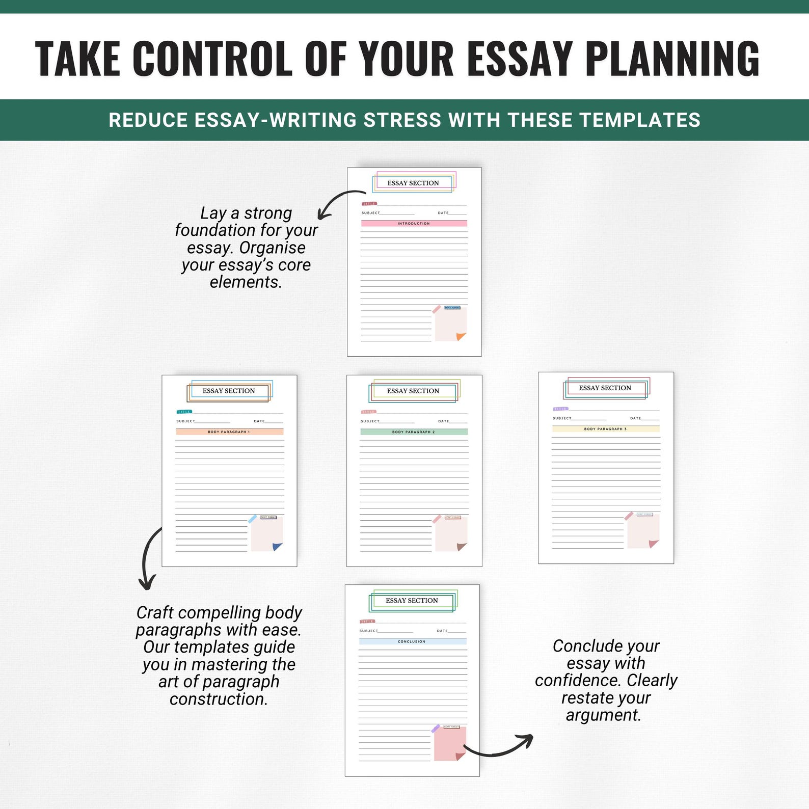 Essay Planner Printable Bundle Digital Academic Writing Organiser ...