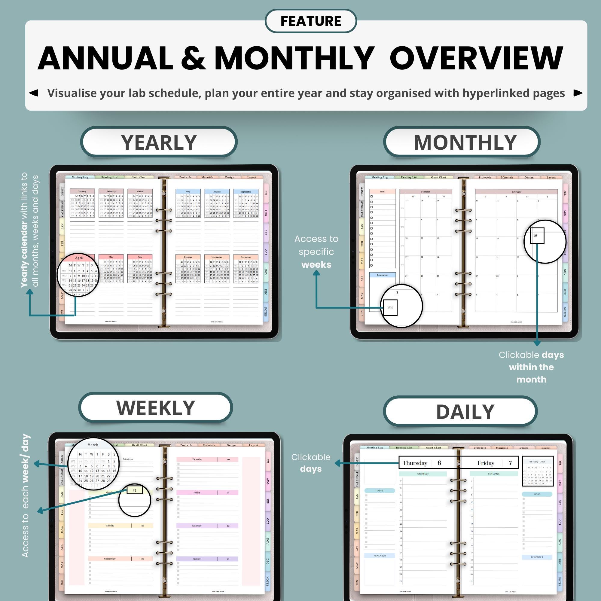 2025 Digital Lab Notebook Planner, Science Student, Hyperlinked ...