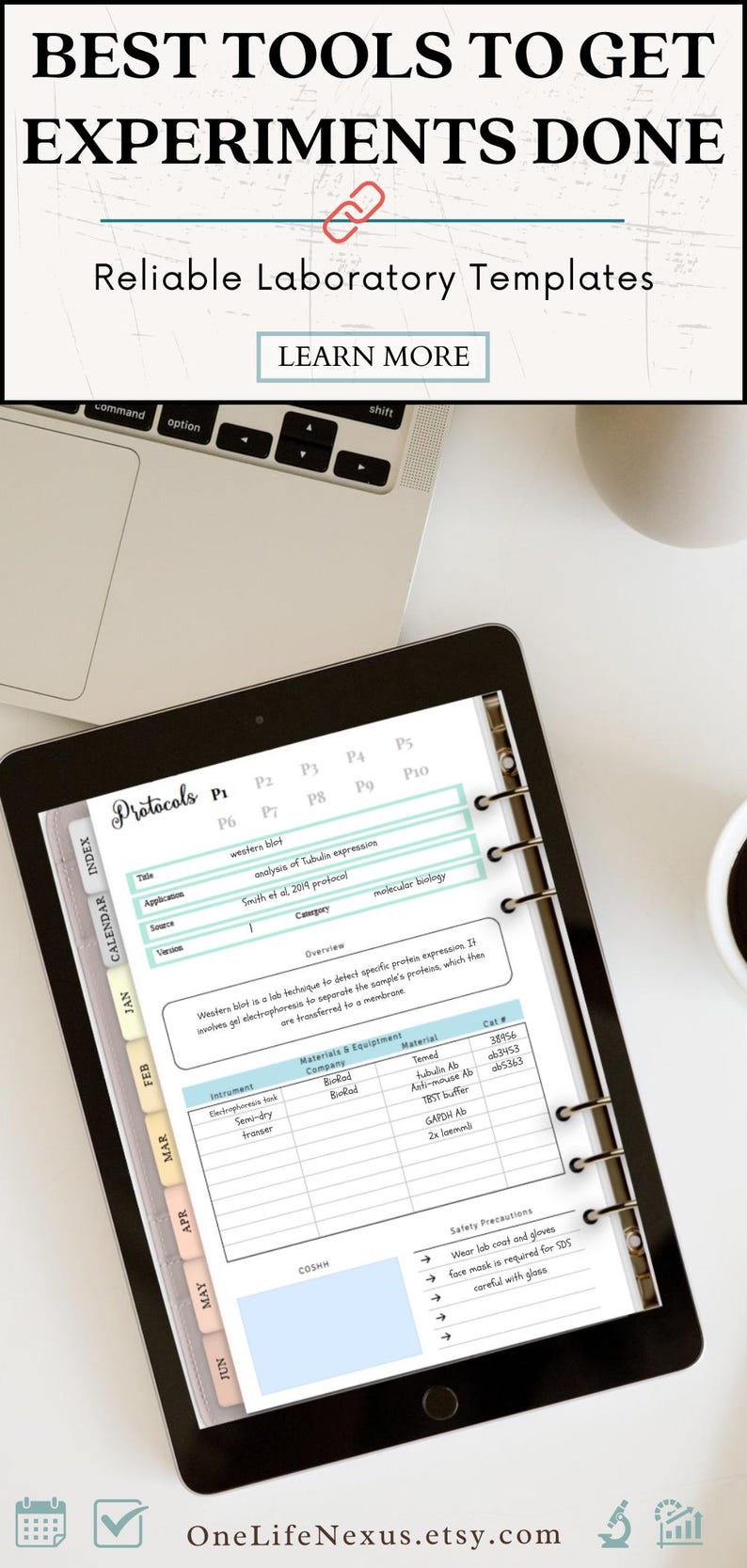 Digital Lab Notebook Planner Hyperlinked Science Experiment Design ...