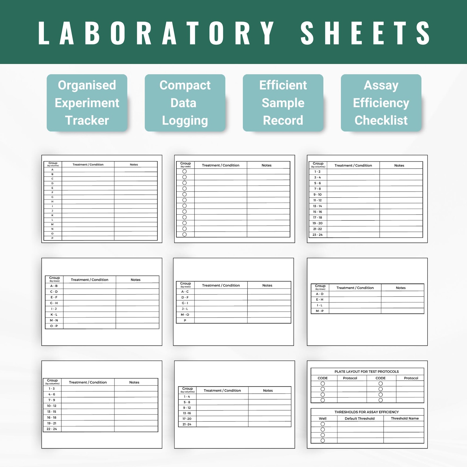 Lab Experiment Template Design PDF Data Sheet Protocol Tracker 384-well ...
