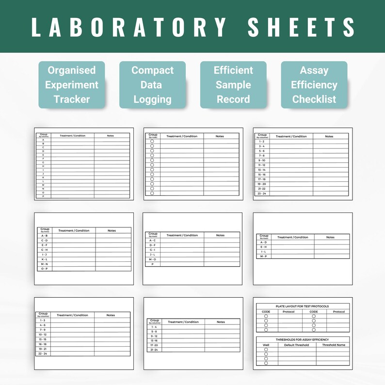 Lab Experiment Template Design PDF Data Sheet Protocol Tracker 384-well ...