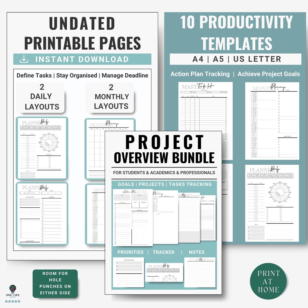 Printable Productivity Templates Student Planner Entrepreneur Habit ...