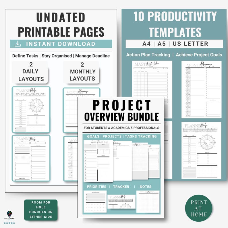 Printable Productivity Templates Student Planner Entrepreneur Habit ...