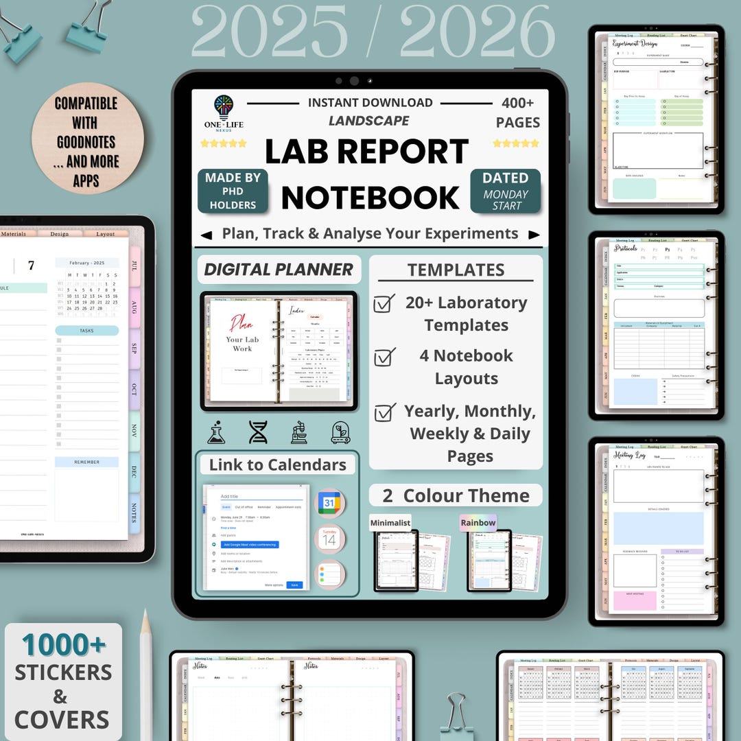 2025 Digital Lab Notebook Planner, Science Student, Hyperlinked Experiment Organiser - Etsy