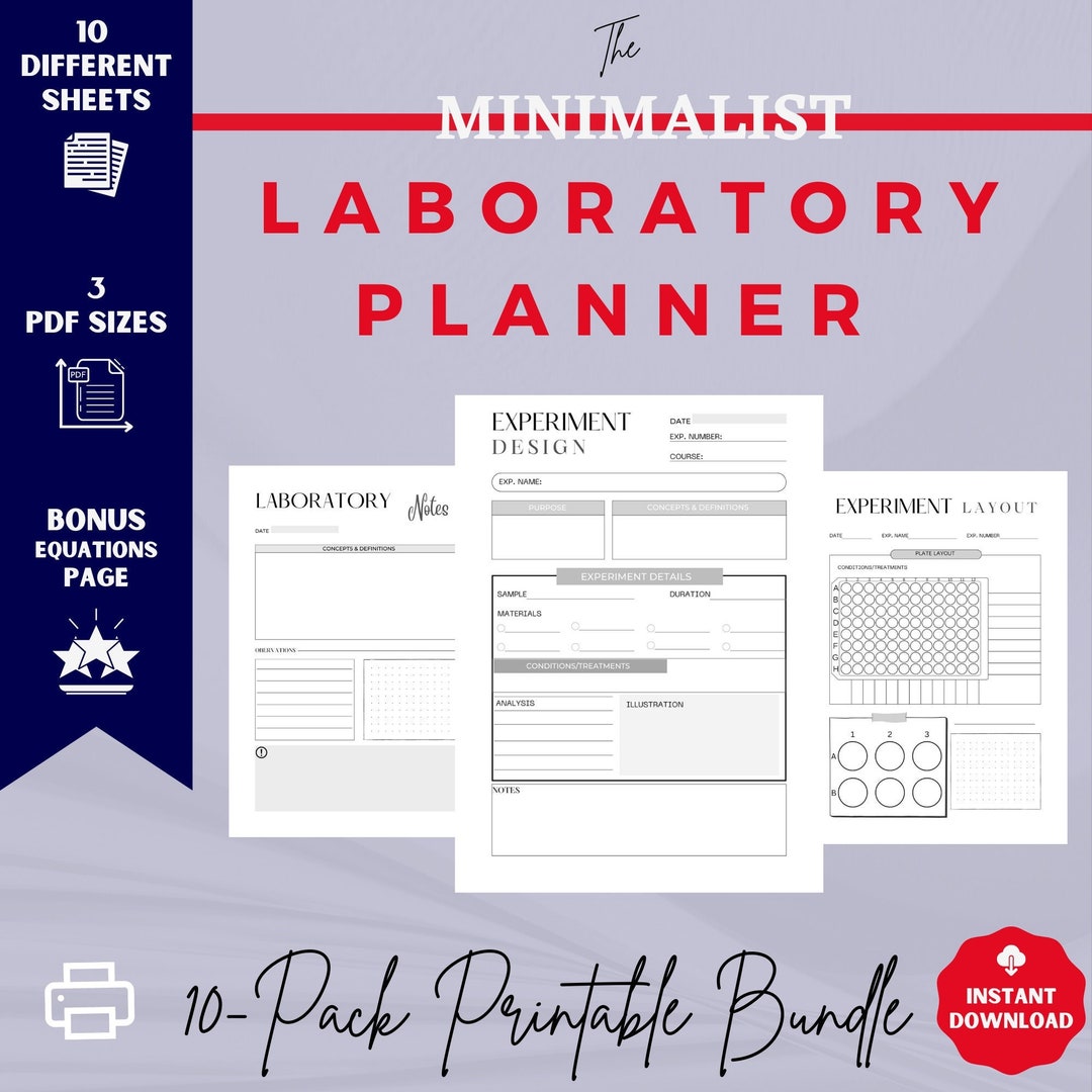 Minimalist Productive Laboratory Planner Bundle, PRINTABLE Planner ...