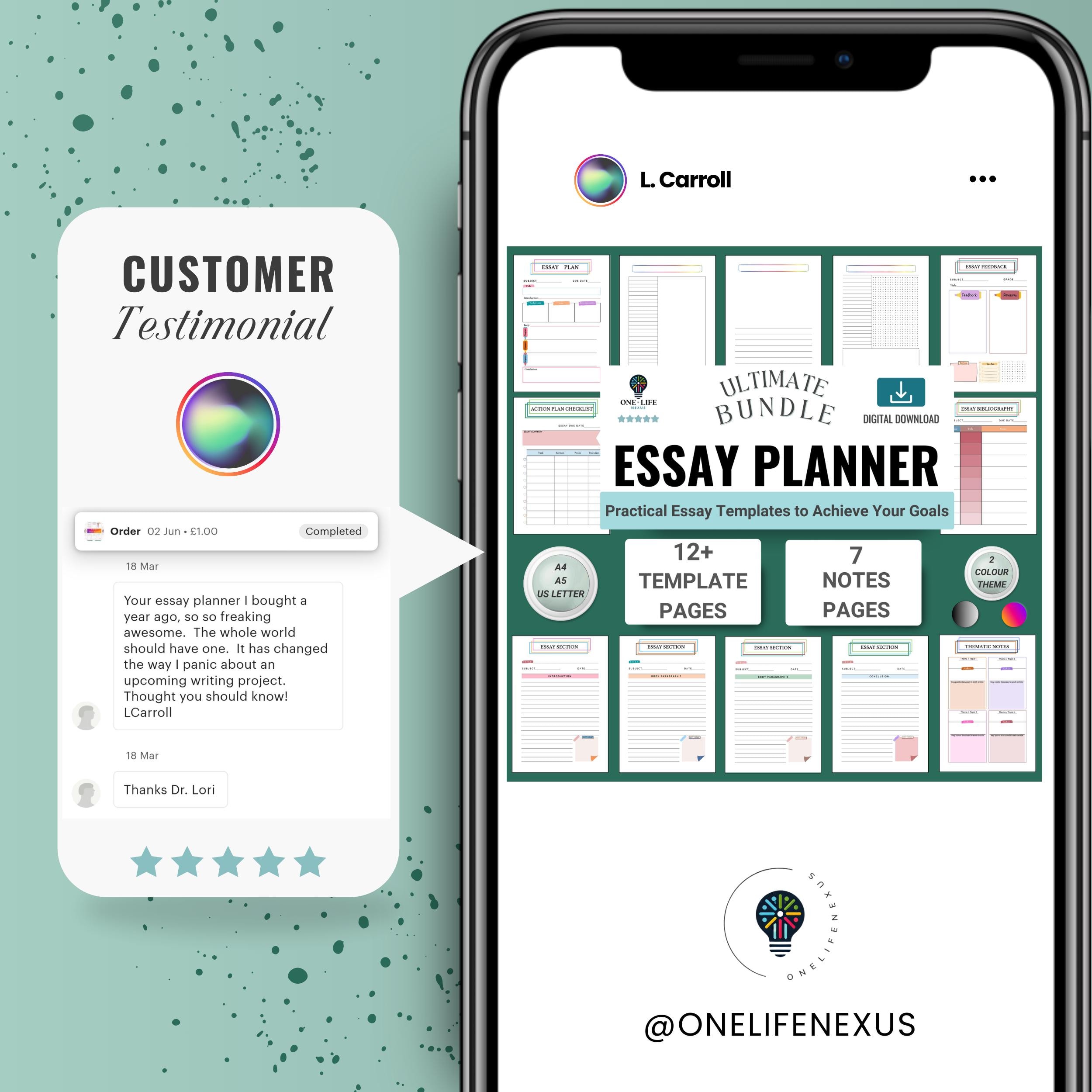 Essay Planner Printable Bundle Digital Academic Writing Organiser ...