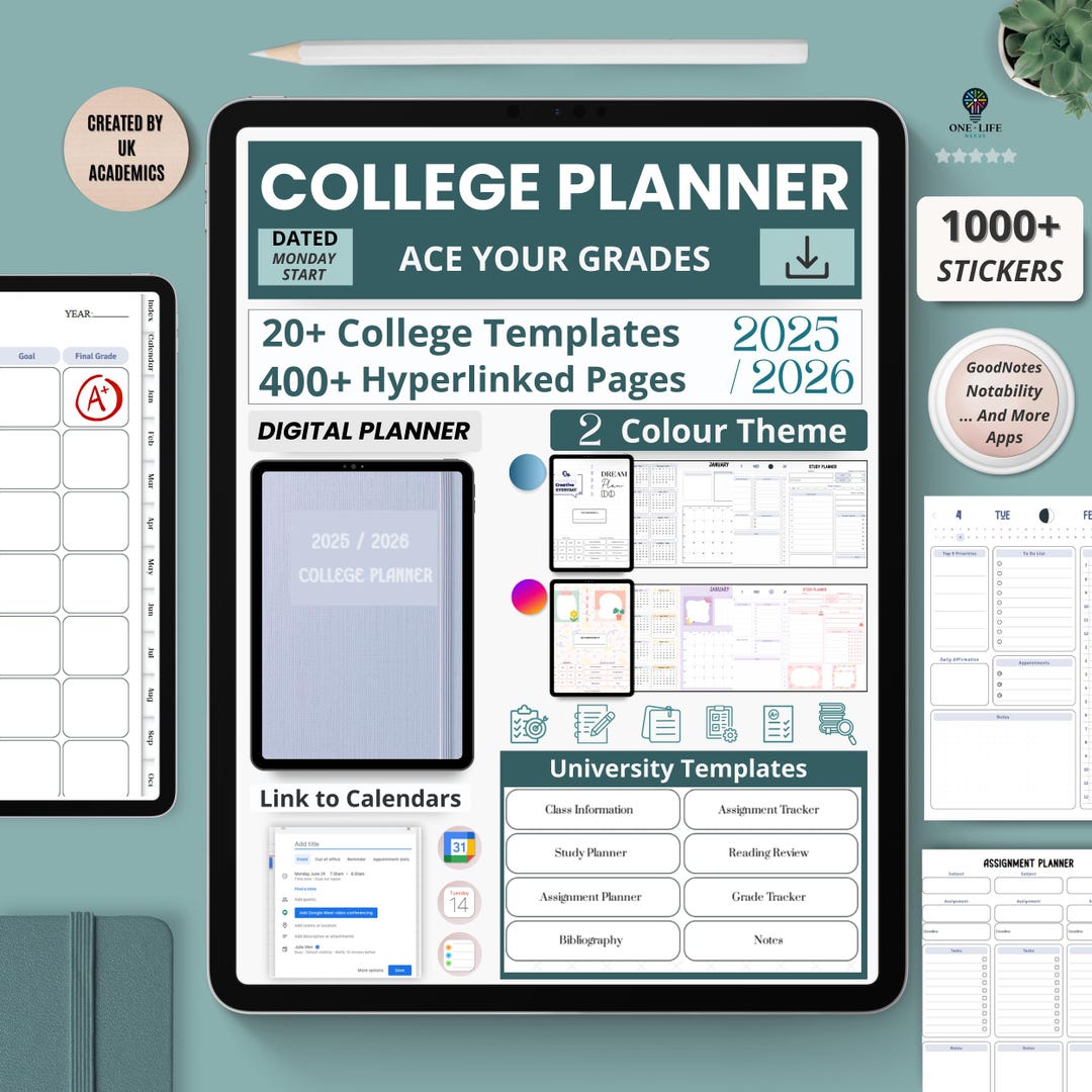 College Student Digital Planner, 2025-2026 Academic Organizer (digital ...