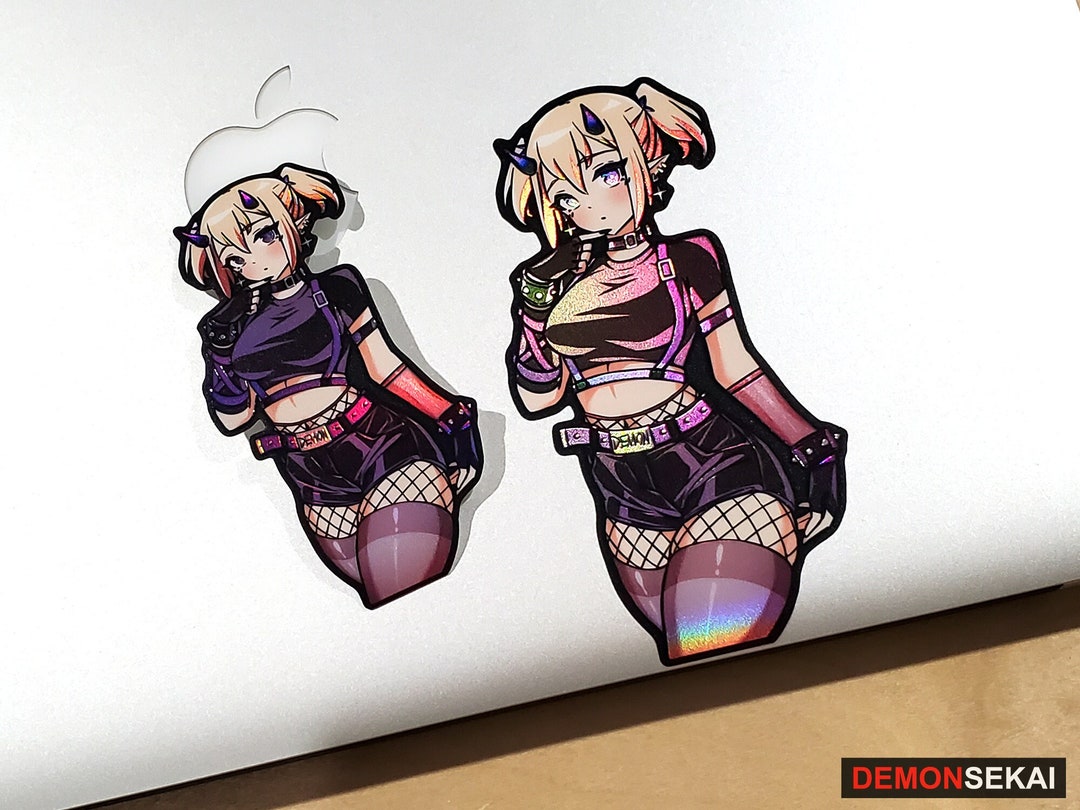 Goth Grunge Demon Waifu! - Holographic Vinyl Sticker Edition With 3D ...
