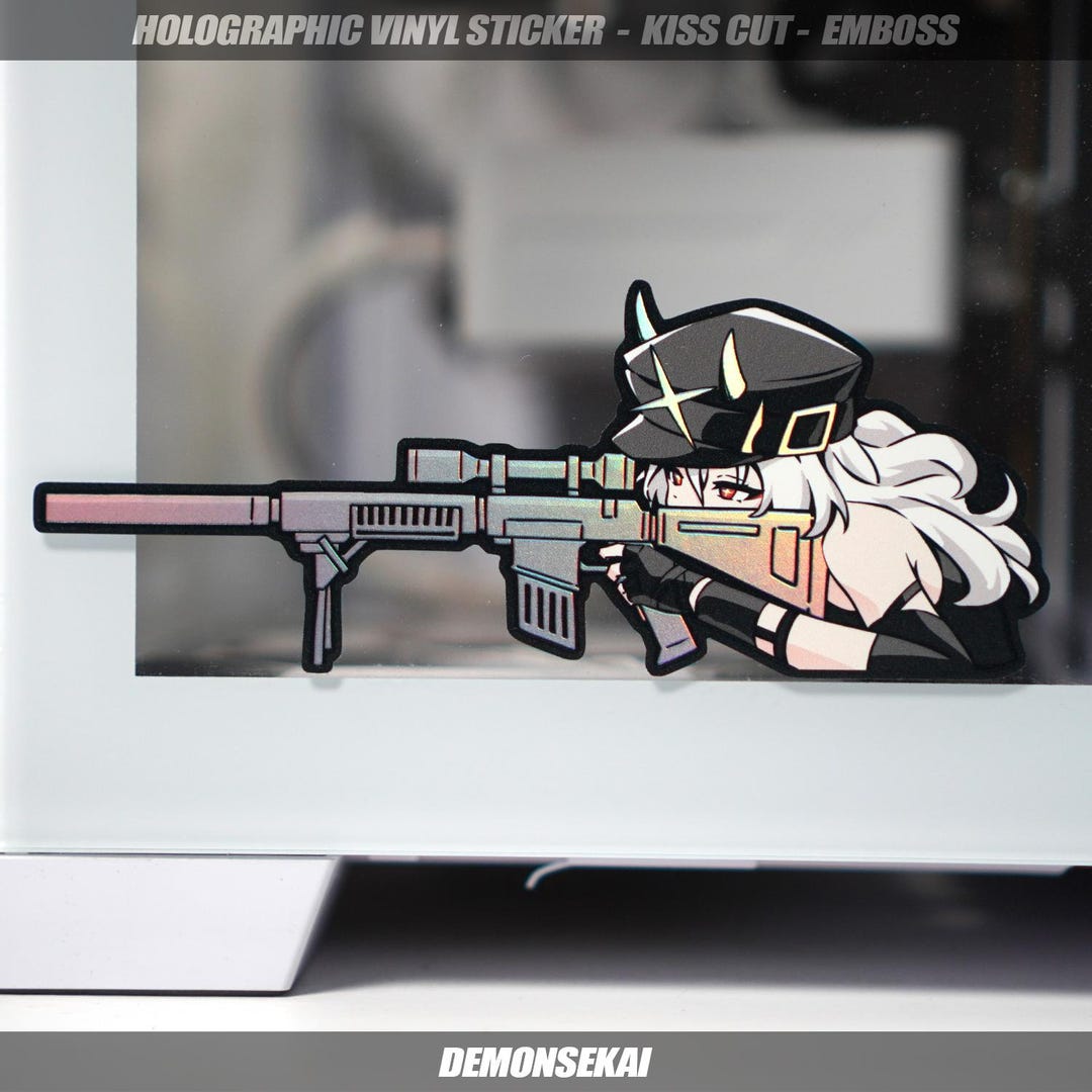 Tactical Sniper Demon | Holographic Vinyl Sticker With Embossed ...