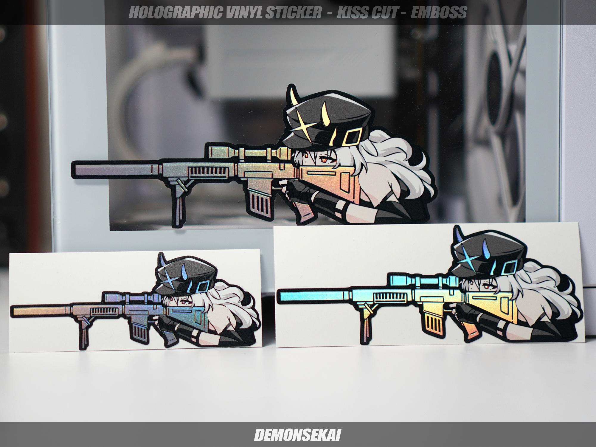 Tactical Sniper Demon | Holographic Vinyl Sticker With Embossed ...