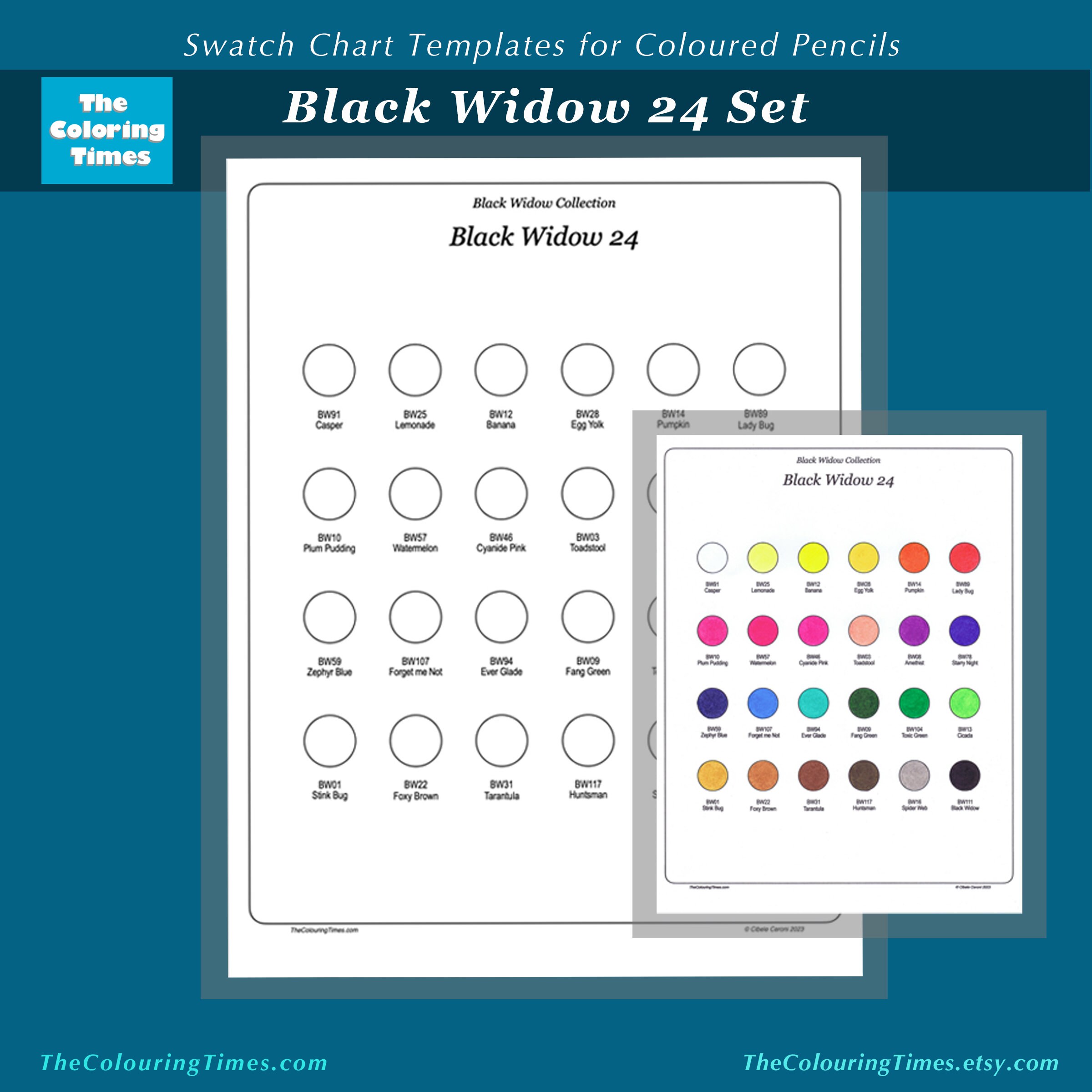 Black Widow Family 8 Swatch Chart Templates in One Printable PDF Blank ...