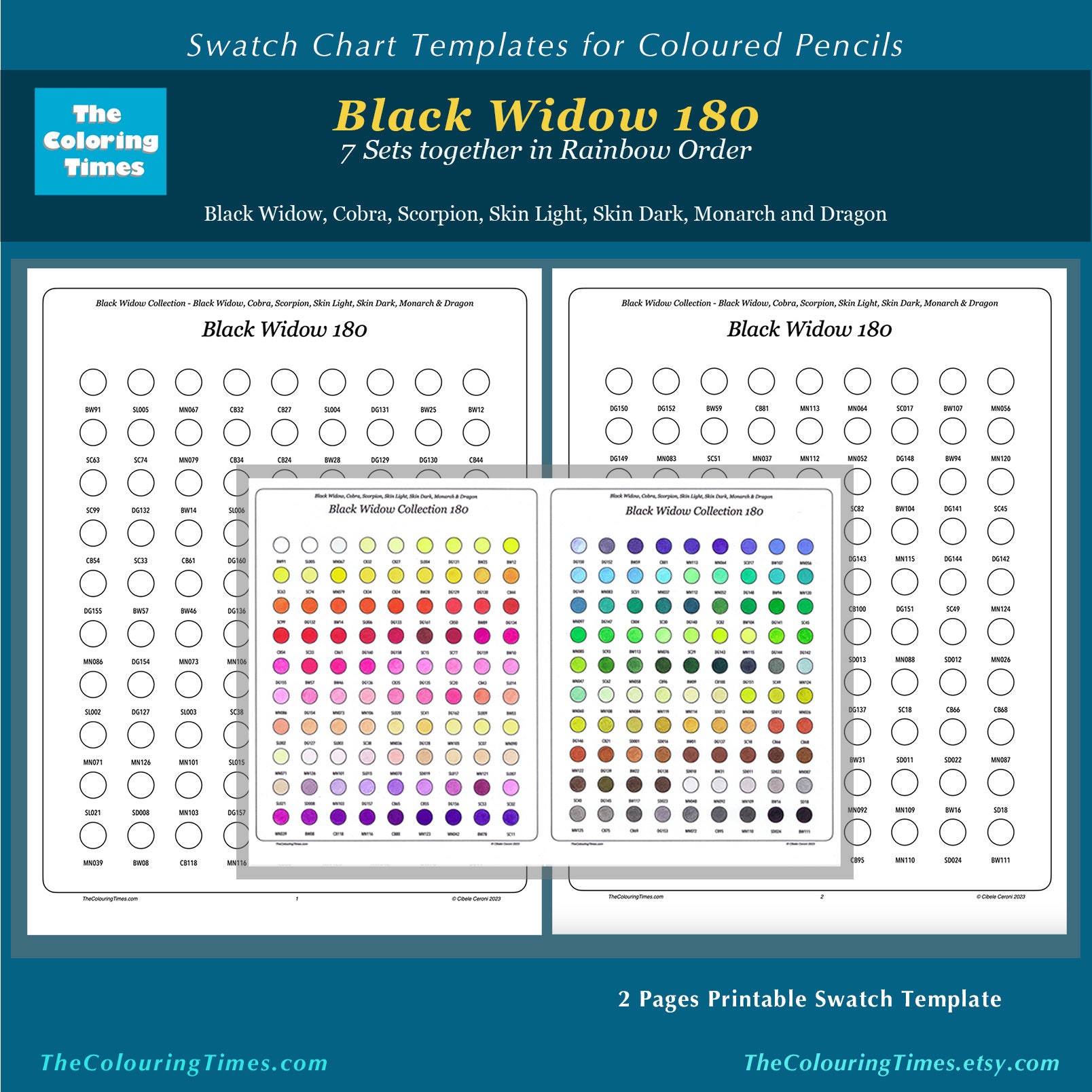 Black Widow Family 8 Swatch Chart Templates in One Printable PDF Blank ...