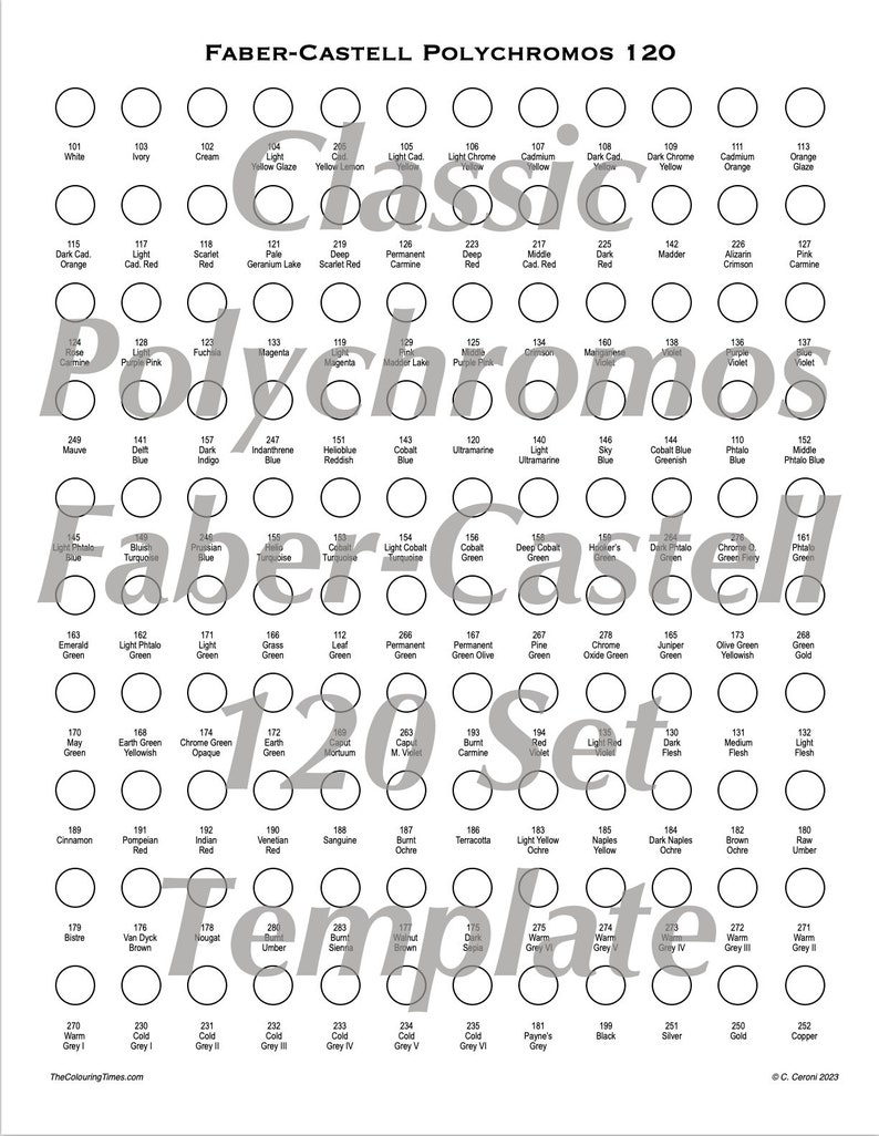 Plantilla de muestra de lápices de colores Faber Castell Polychromos ...