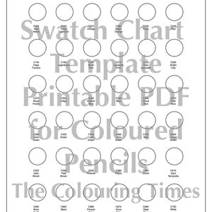 Derwent Coloursoft 36 Swatch Chart - Printable PDF - Blank Template for ...