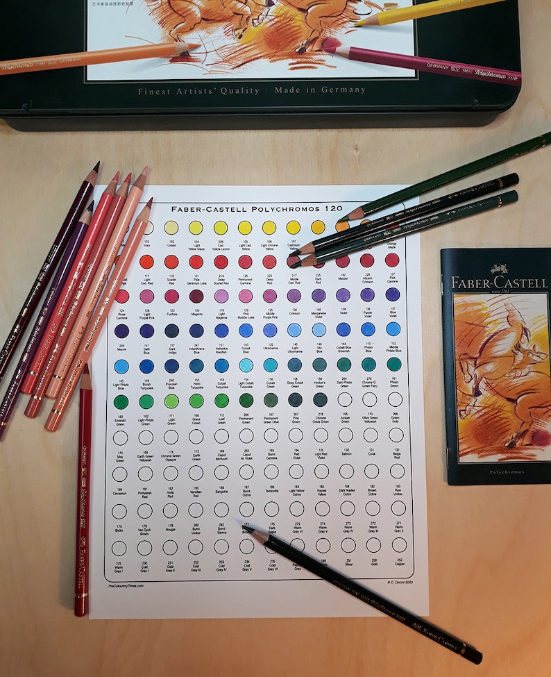 Faber-castell Polychromos 120 Swatch Template Colored Pencils Printable ...