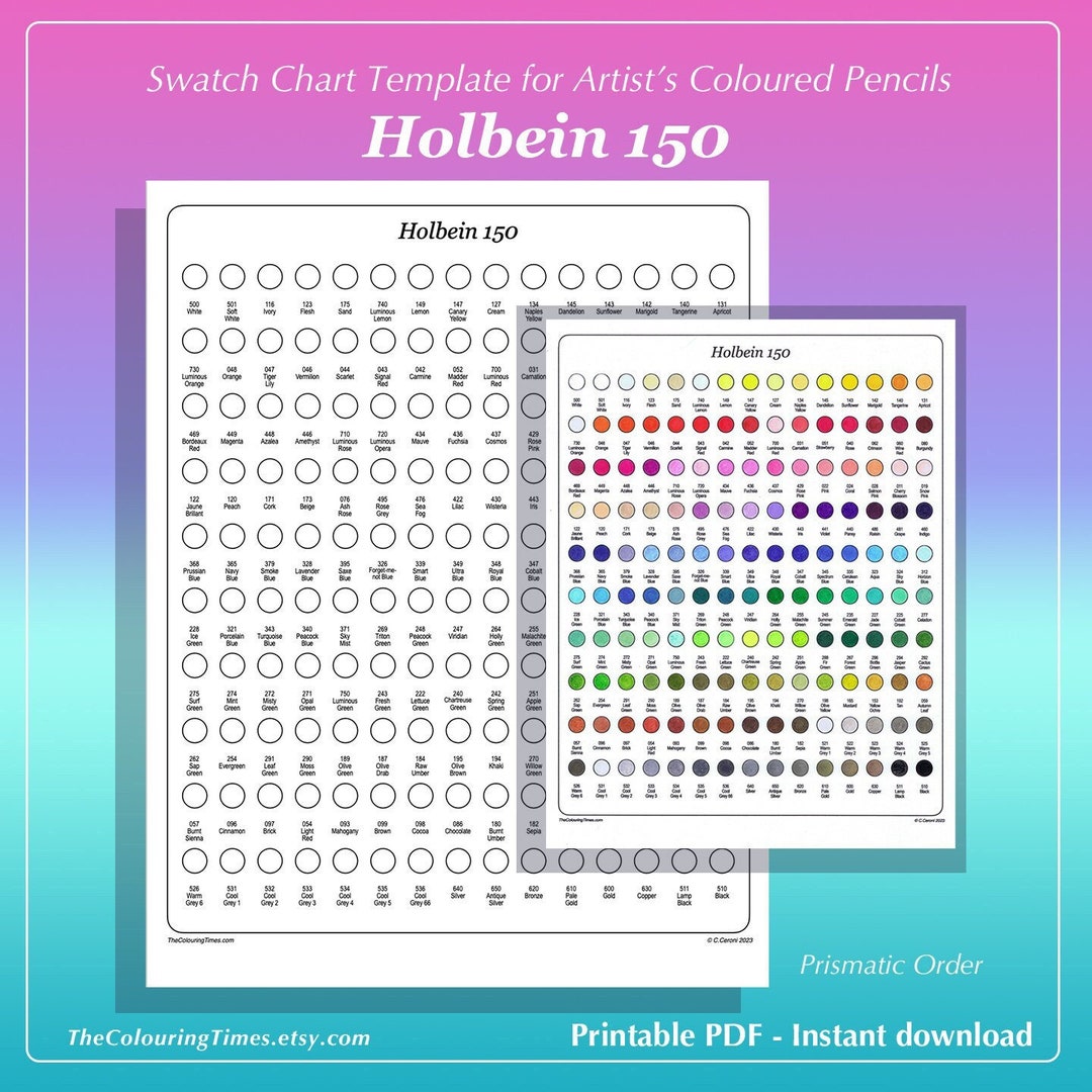 Swatch 150 Holbein Colour Chart 2X PDF Classic and Updated Names ...