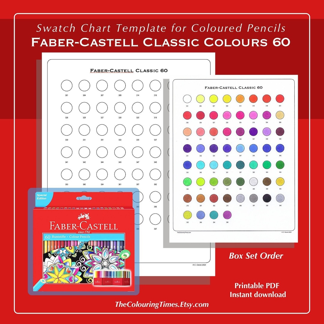 Faber-castell Classic Colours 60 Swatch Template Printable PDF Colour ...