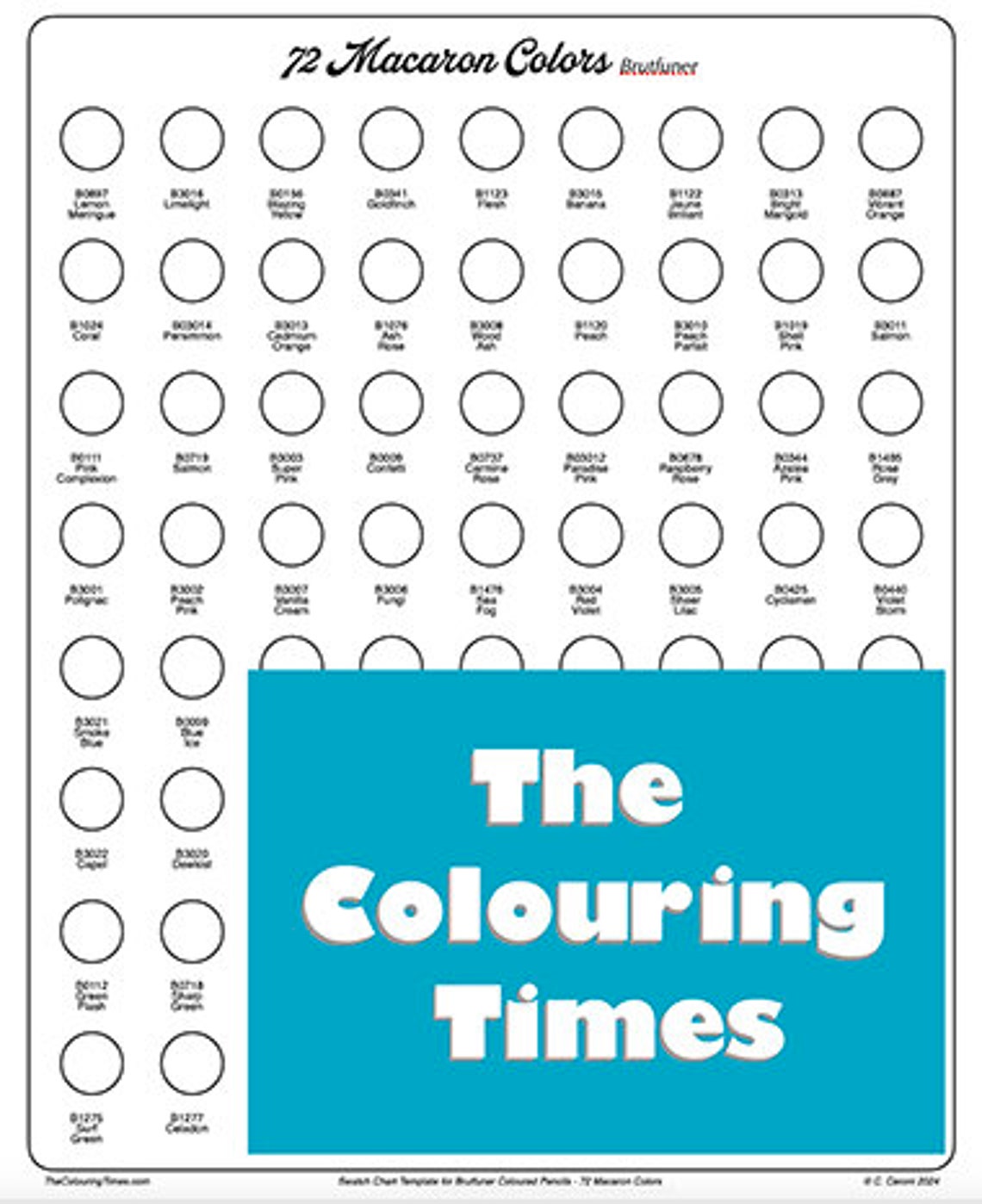 Macaron Colors Brutfuner 72 Pencil Swatch PDF Prismatic Chart for ...