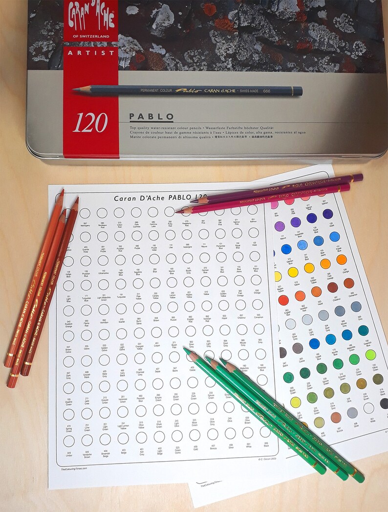 PABLO 120 Caran Dache Swatch Chart Template Blank Printable PDF for ...