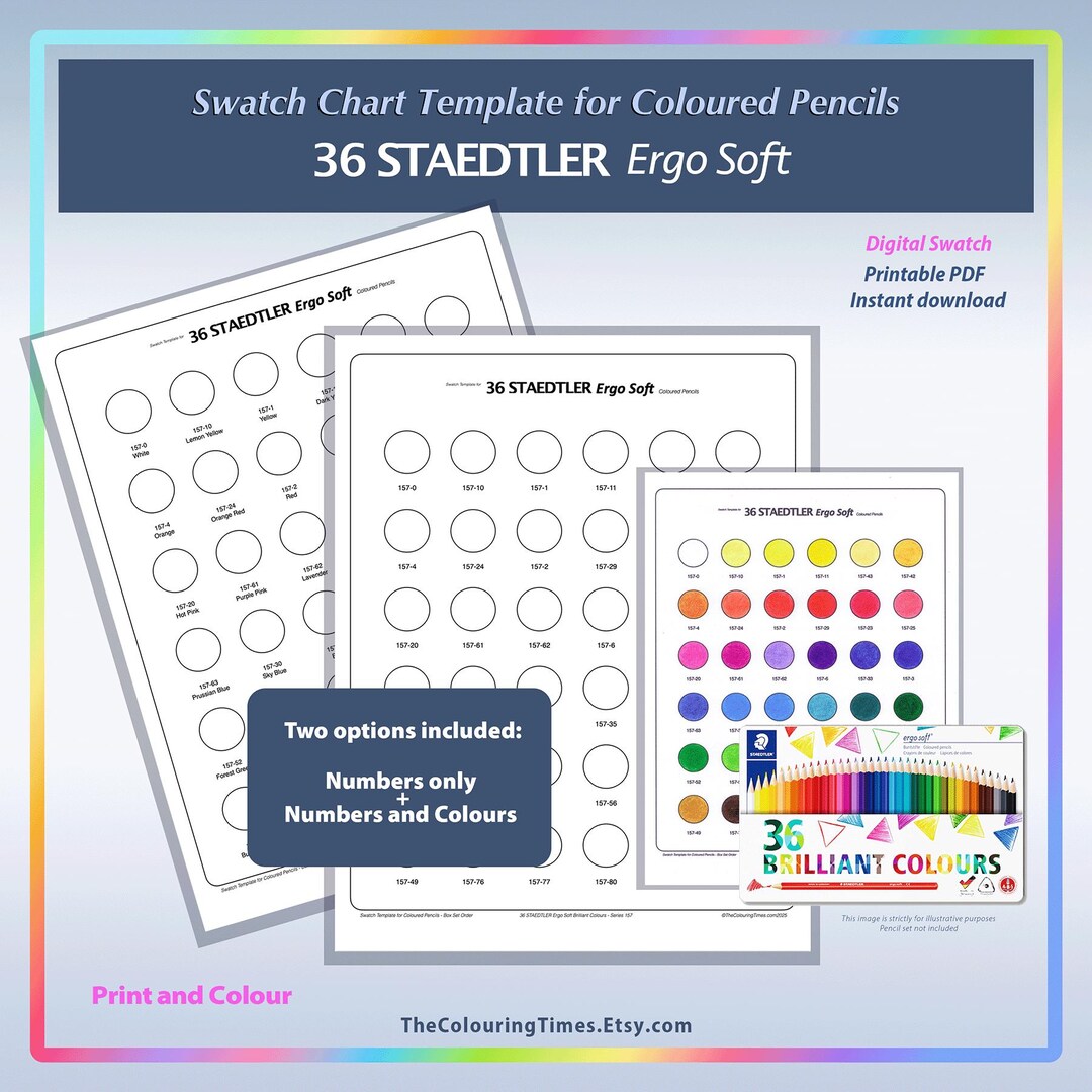 Ergo Soft 36 STAEDTLER Pencil Swatch Printable PDF Prismatic Chart ...