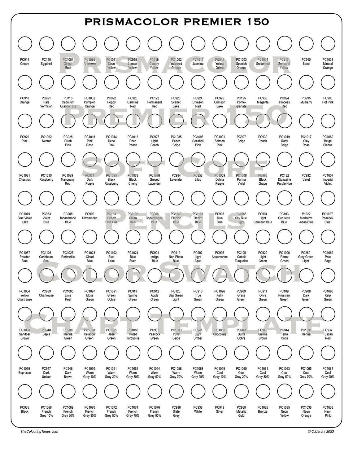 Prismacolor Premier 150 Swatch Chart Template New Colours Included 2 ...