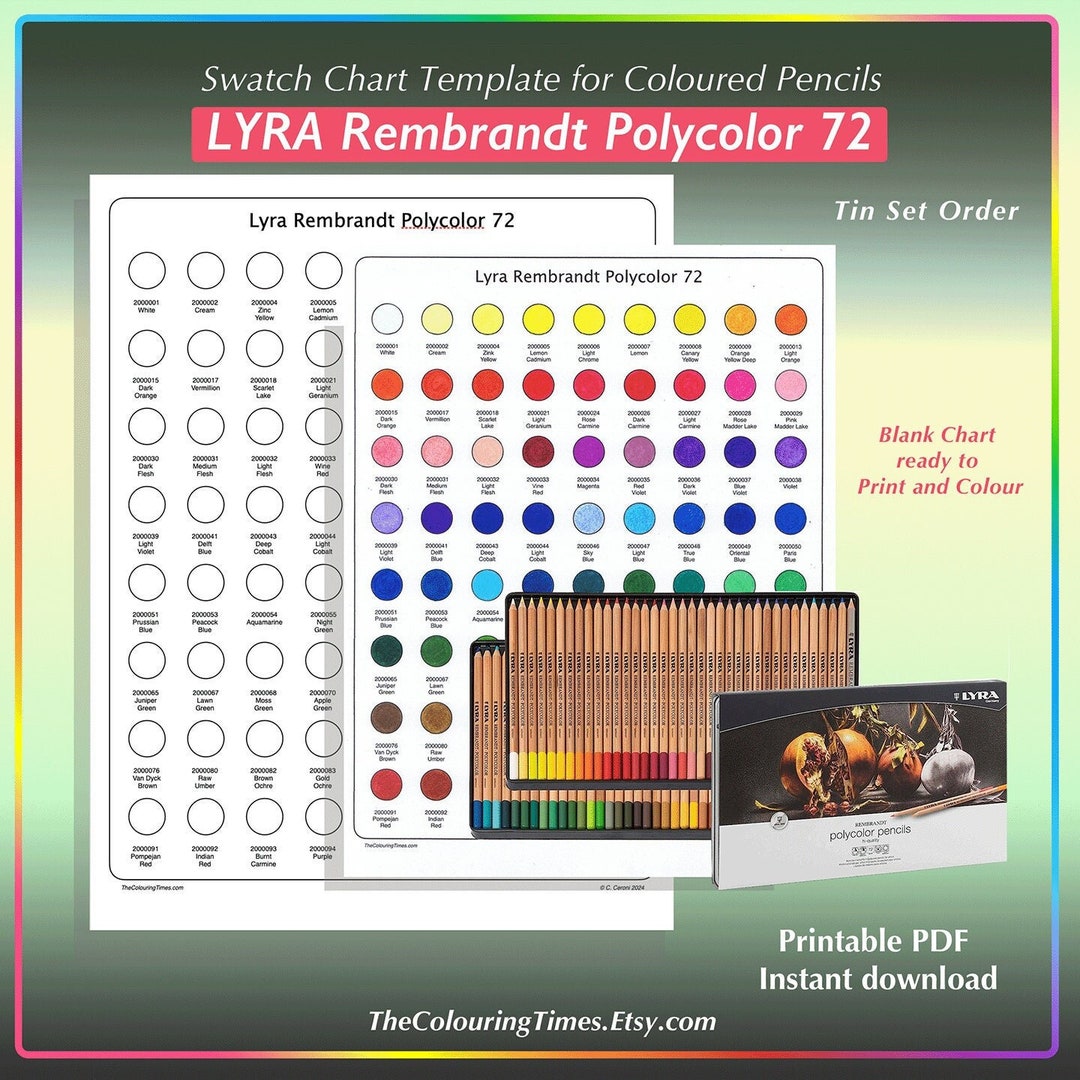 LYRA Rembrandt Polycolor 72 Artist Pencil Set Swatch Template PDF ...