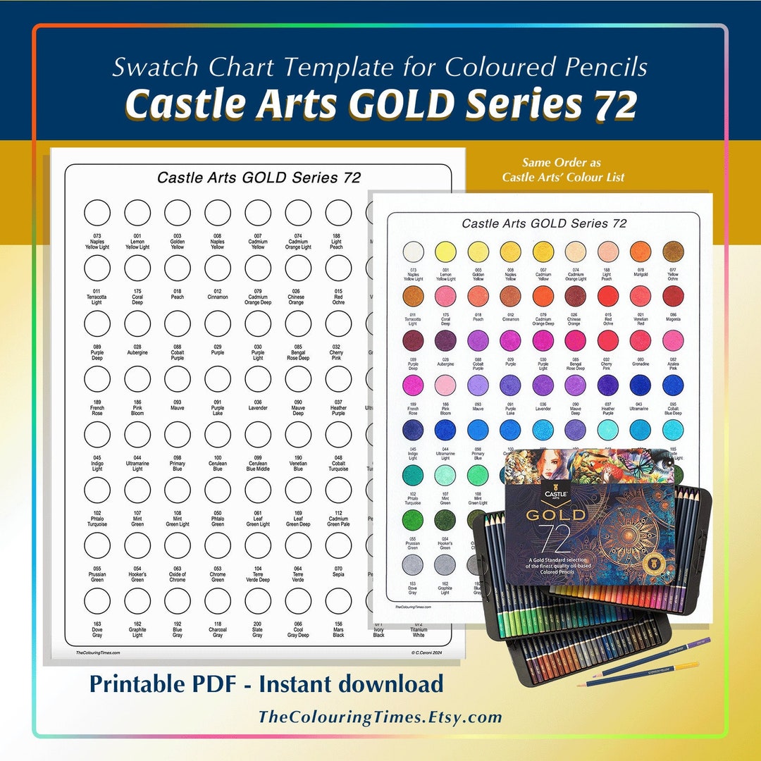 Castle Arts GOLD Series 72 Swatch Template - PDF Printable- Coloured ...
