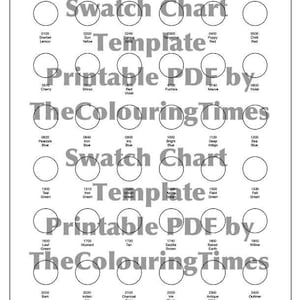 Derwent Inktense 36 Swatch Chart Template Printable PDF for Ink ...