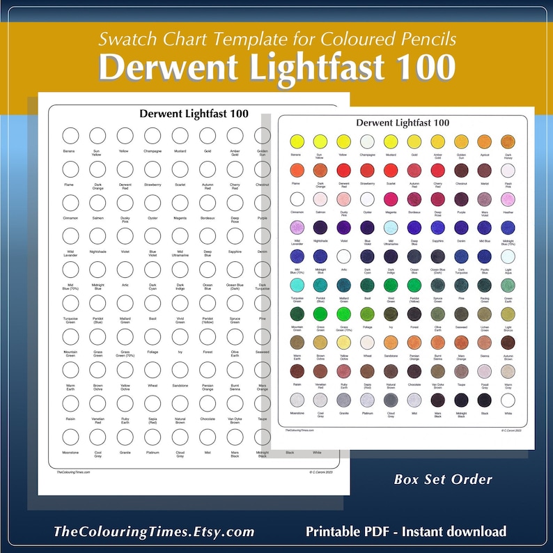 Derwent Lightfast 100 Swatch Template for Coloured Pencils Print and ...