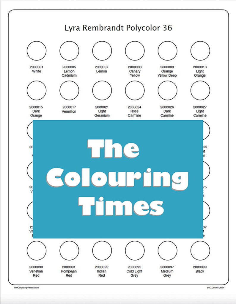 LYRA Rembrandt Polycolor 36 Artist Pencil Set Swatch Template PDF ...