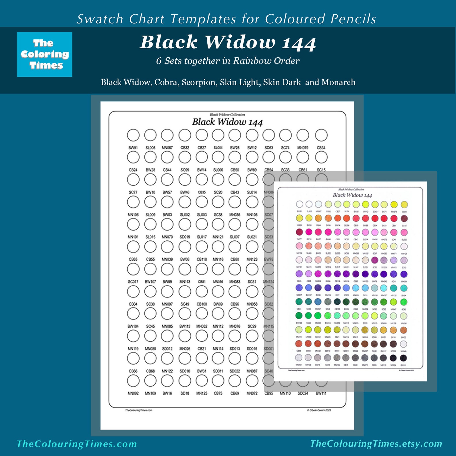 Black Widow Family 8 Swatch Chart Templates in One Printable PDF Blank ...