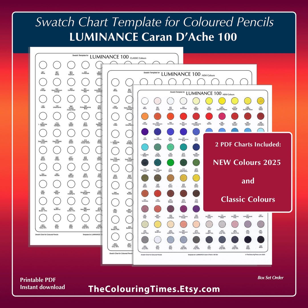 Luminance 100 Swatch Chart Print and Colour Blank Template for Artist ...