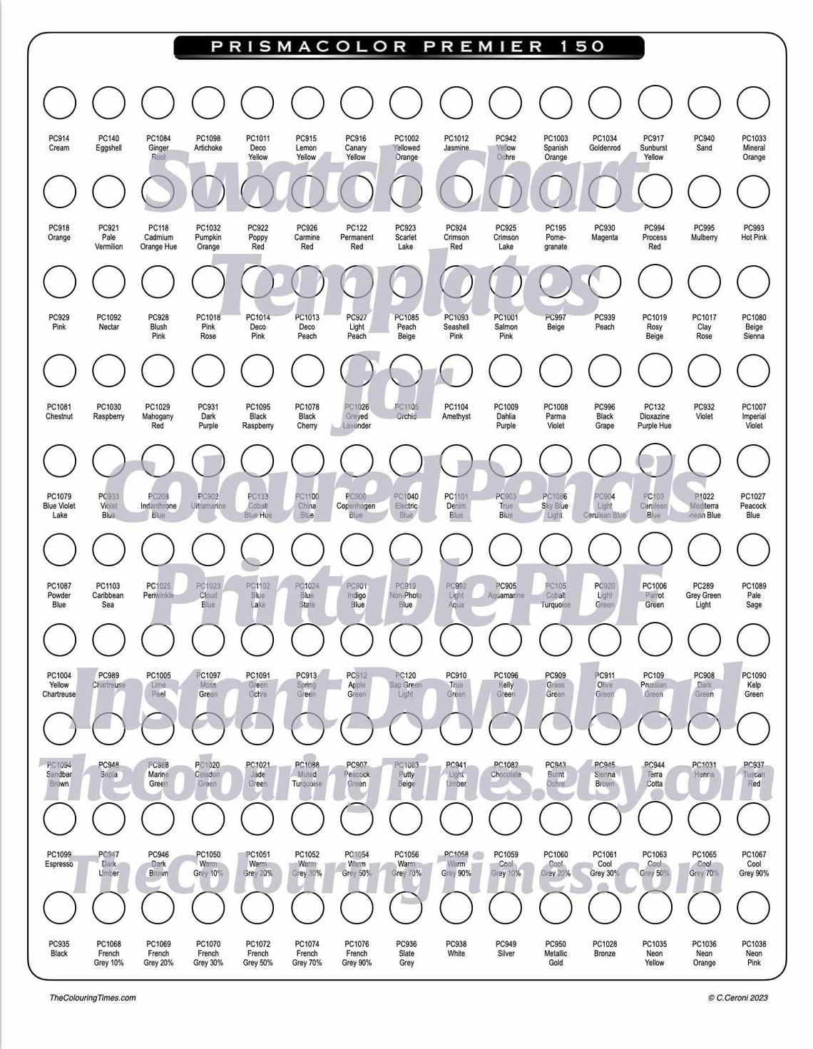 Prismacolor Premier 150 Swatch Chart Template New Colours Included 2 ...