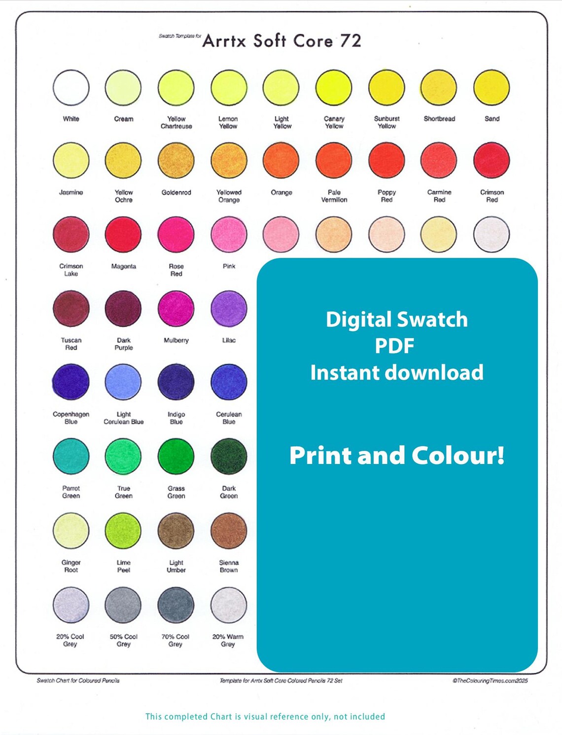 Arrtx 72 Pencil Swatch PDF Prismatic Chart Organized Color Palette ...
