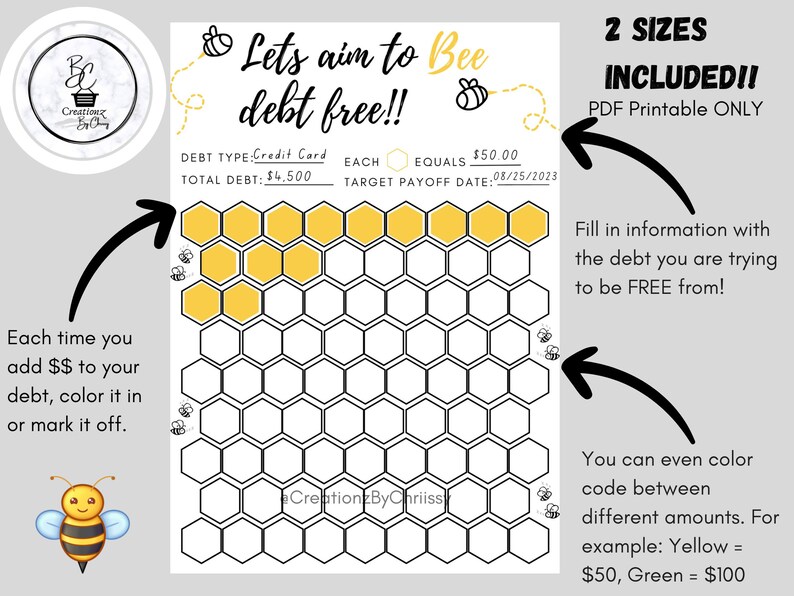 Debt Payoff Tracker, Printable Debt Tracker, Visual Payoff Debt, Credit ...