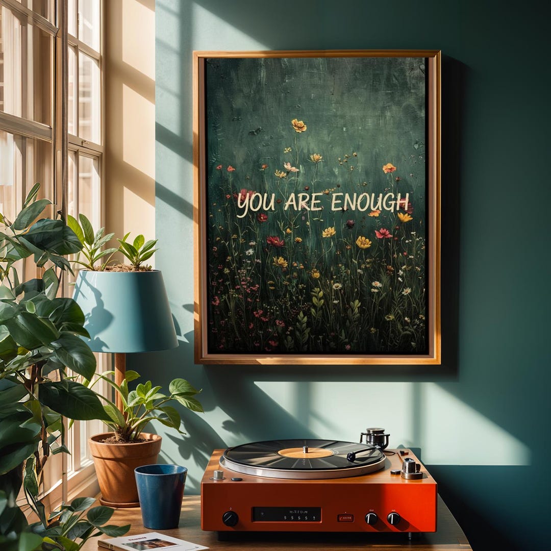 Wildflower Emerald Green Botanical Print, Inspirational Quote - Etsy