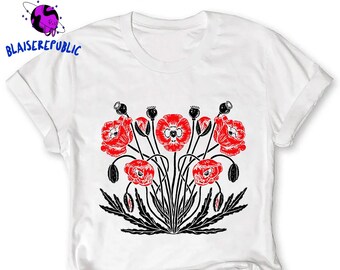 Vintage Poppy Shirt, Poppy Flower Shirt, Poppy Flower Gift, Boho ...