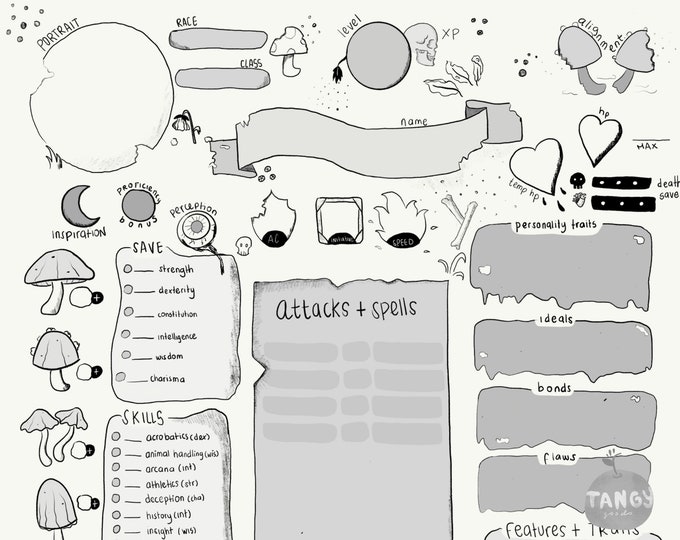 D&D 5e Character Sheet: PDF - Printable for Dungeons and Dragons ...