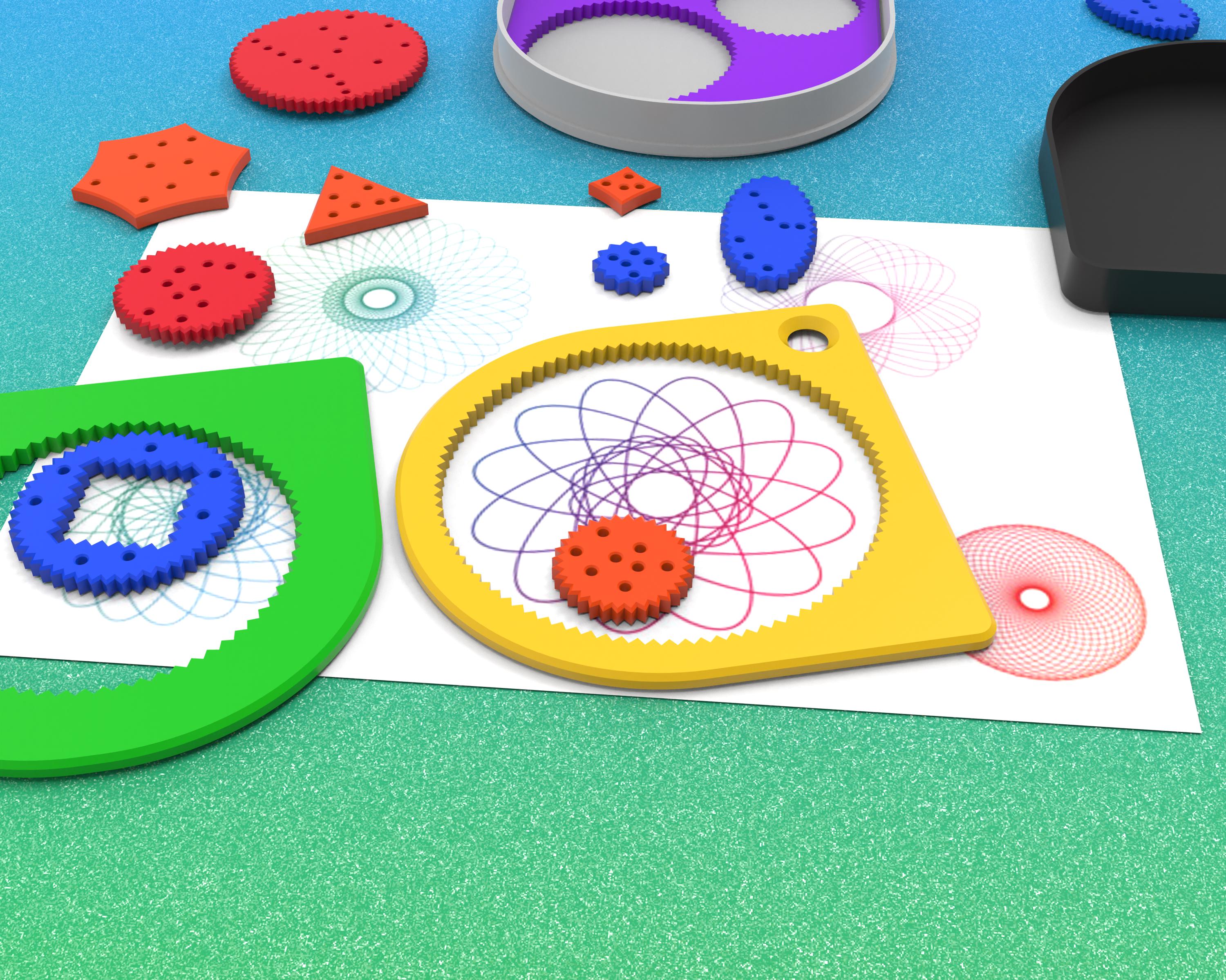 Spirograph Deluxe Ruler Set, STL Files for 3D Printing, Drawing and ...