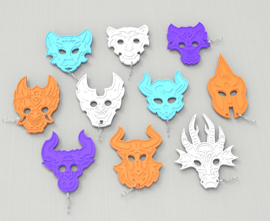20 3D Keychain Designs, Cartoon Beasts and Warriors, STL Files for 3D ...