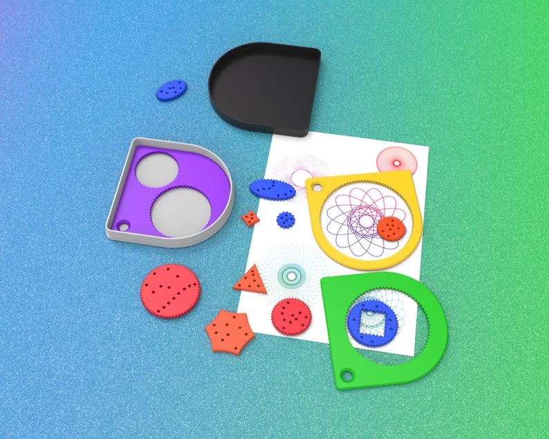 Spirograph Deluxe Ruler Set, STL Files for 3D Printing, Drawing and ...