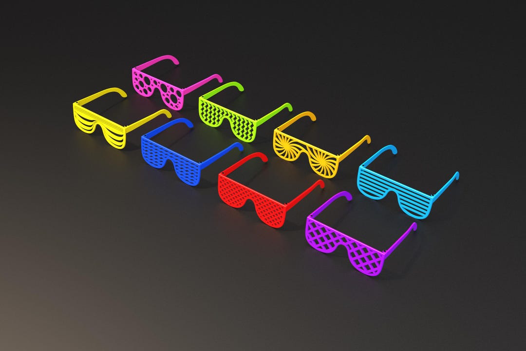 8 Stylish 3D Printed Glasses Frames, STL Files for 3D Printing, Party ...